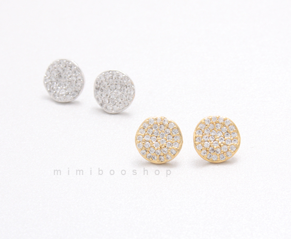 Cz Micro Pave Circle Stud Earrings on Luulla
