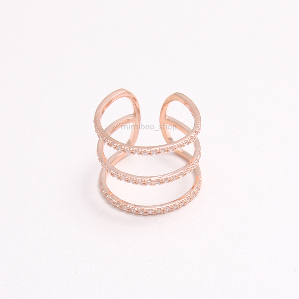 Cz Pave Triple Line Ring on Luulla